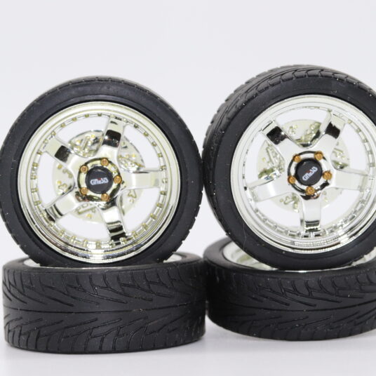 RDM 1.18 5 Spoke Wheels with tyres Full set 2 front and 2 rear chrome ...