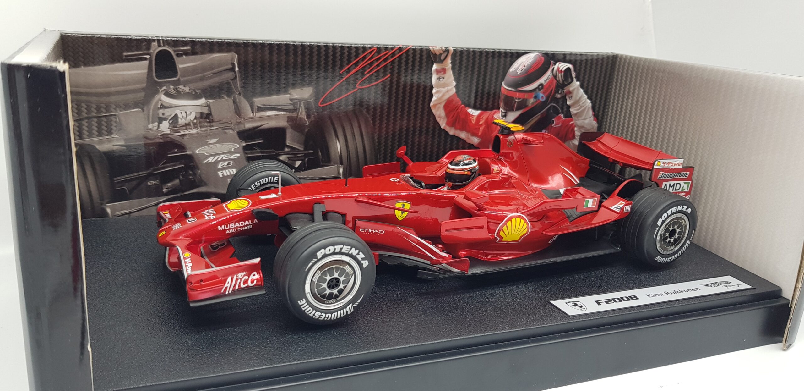 Hot Wheels Elite 1.18 Ferrari F1 GP F2008 Kimi Raikkonen Chrome red car ( L8781 ) - Eurospec